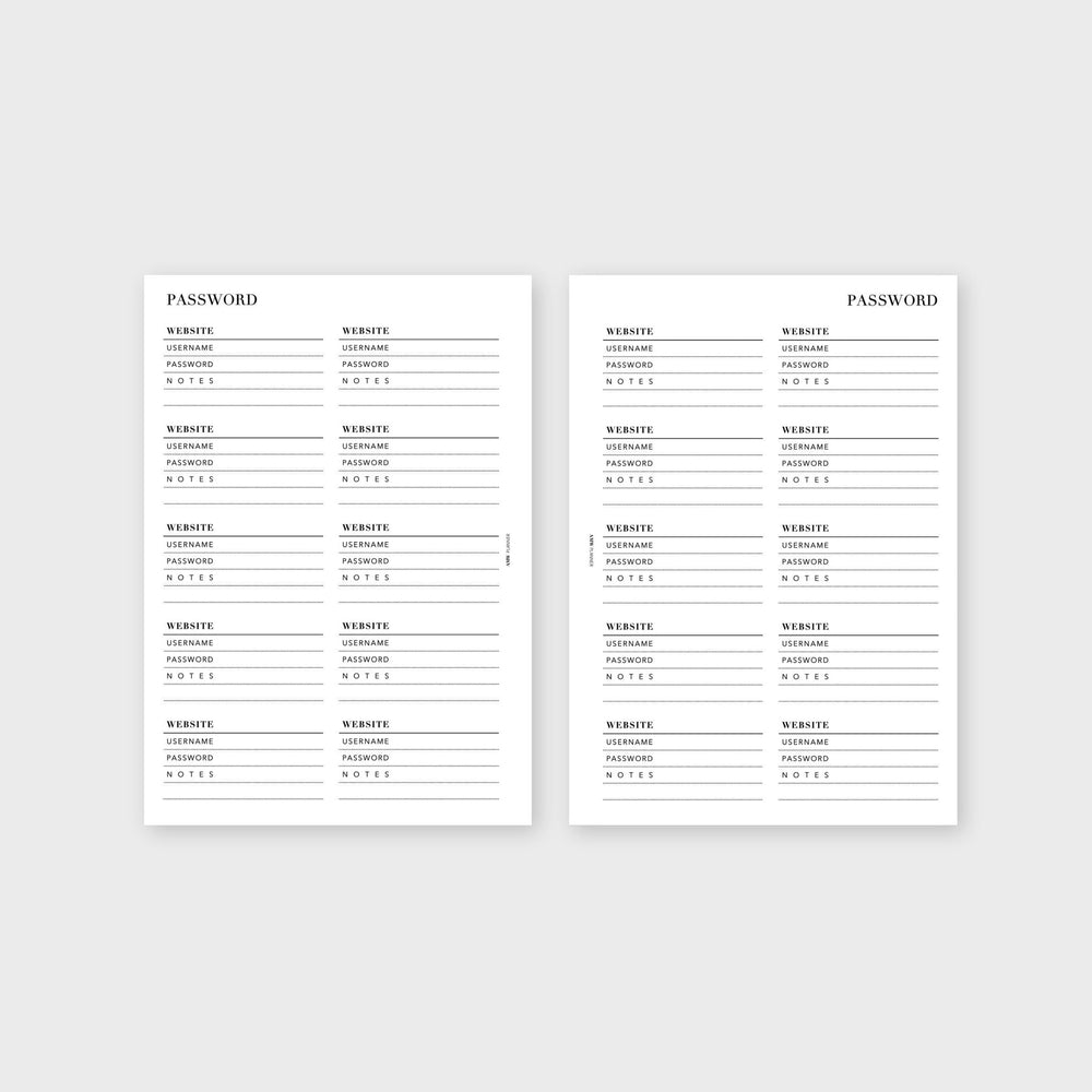 Password Keeper Planner インサート